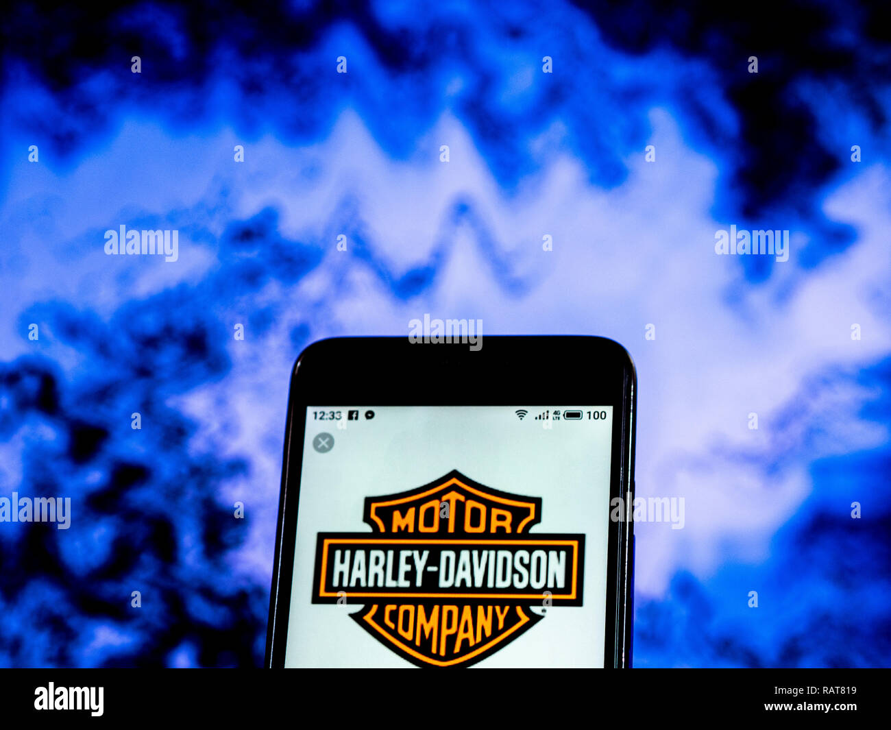 Harley-Davidson Company logo seen displayed on smart phone Stock Photo ...
