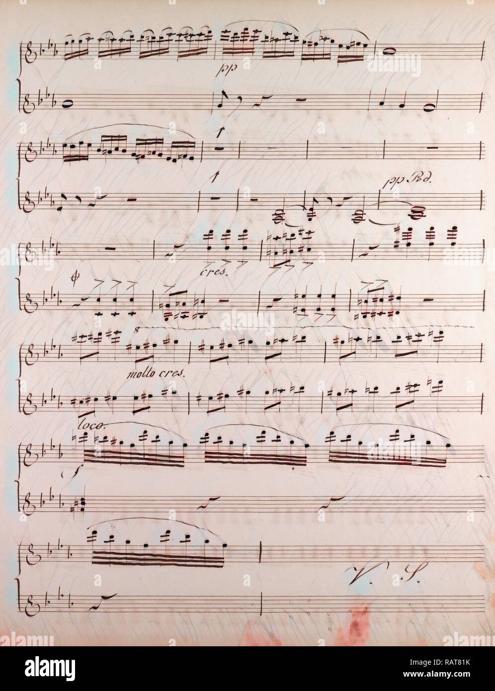 Handwritten sheet music, music notes, 19th century. Reimagined by Gibon ...