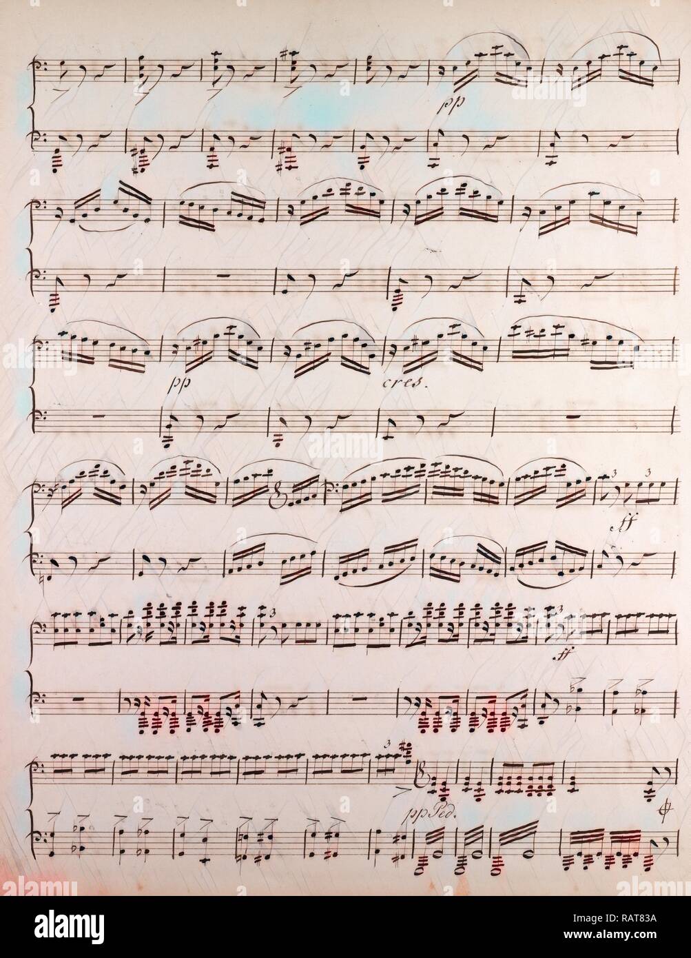 Handwritten sheet music, music notes, 19th century. Reimagined by Gibon ...