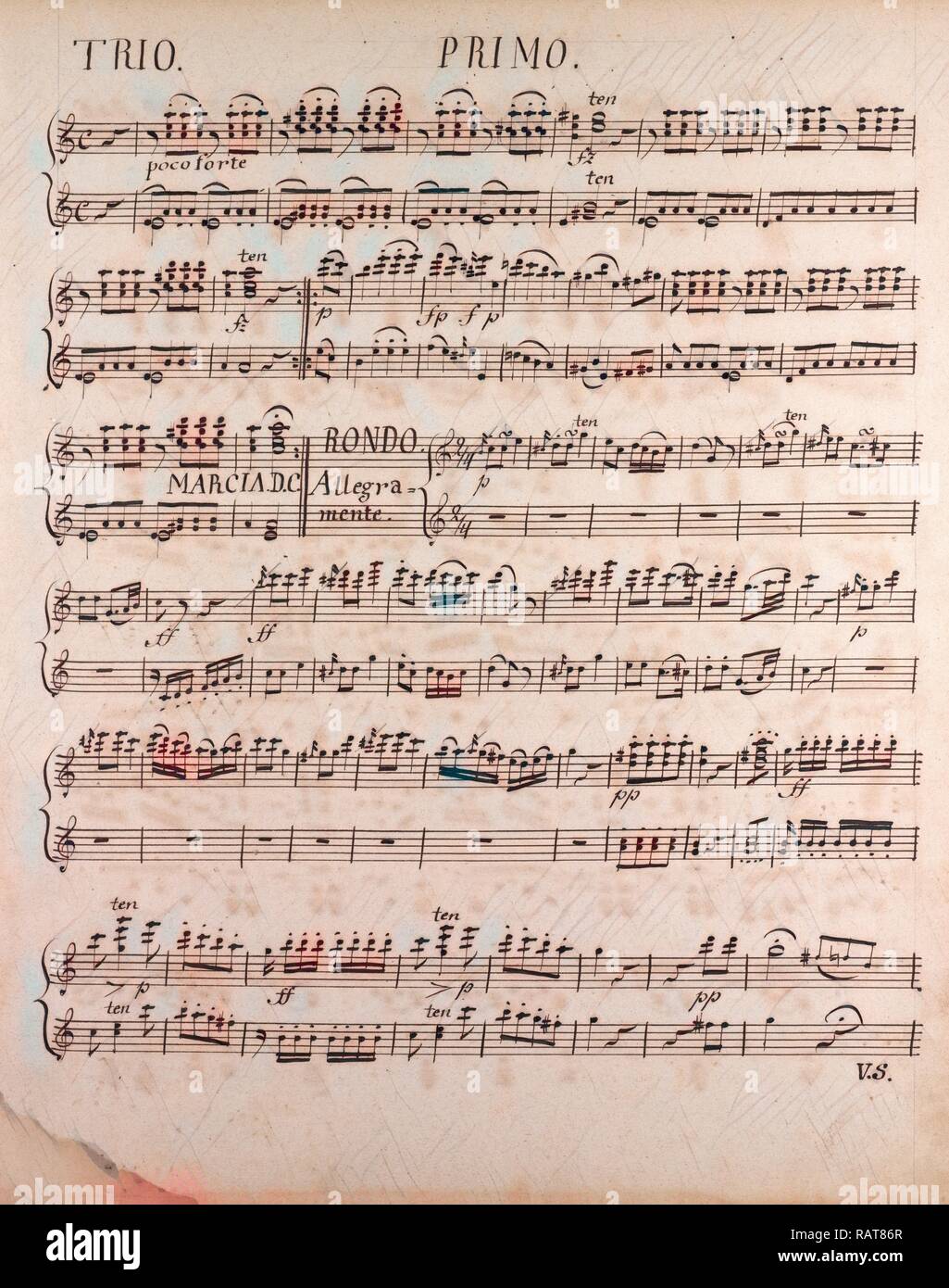 Handwritten sheet music, music notes, 19th century. Reimagined by Gibon ...