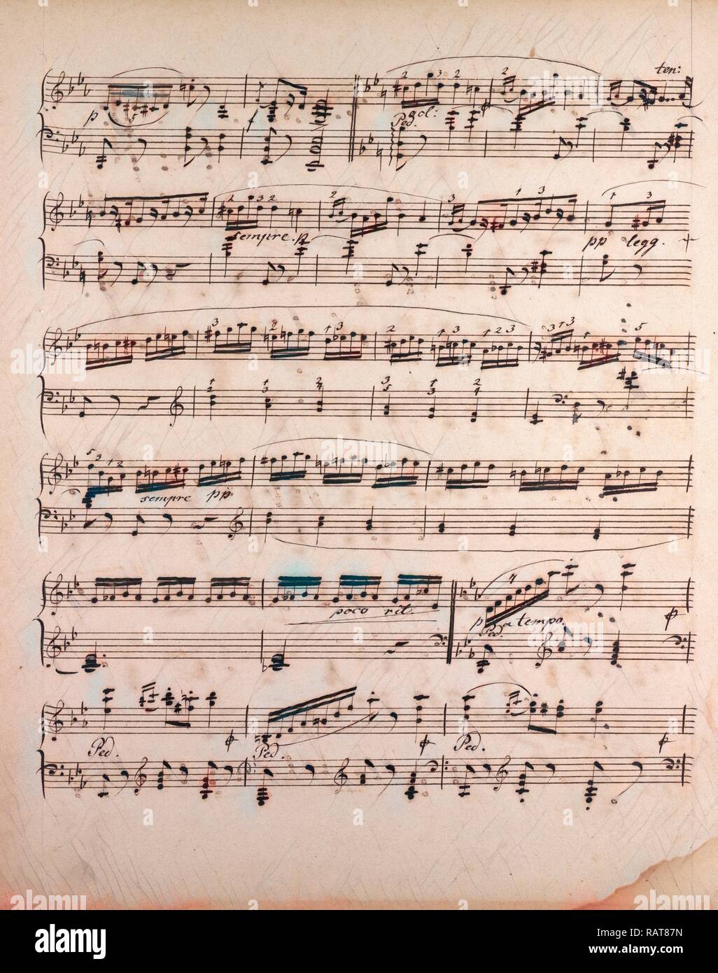 Handwritten sheet music, music notes, 19th century. Reimagined by Gibon ...