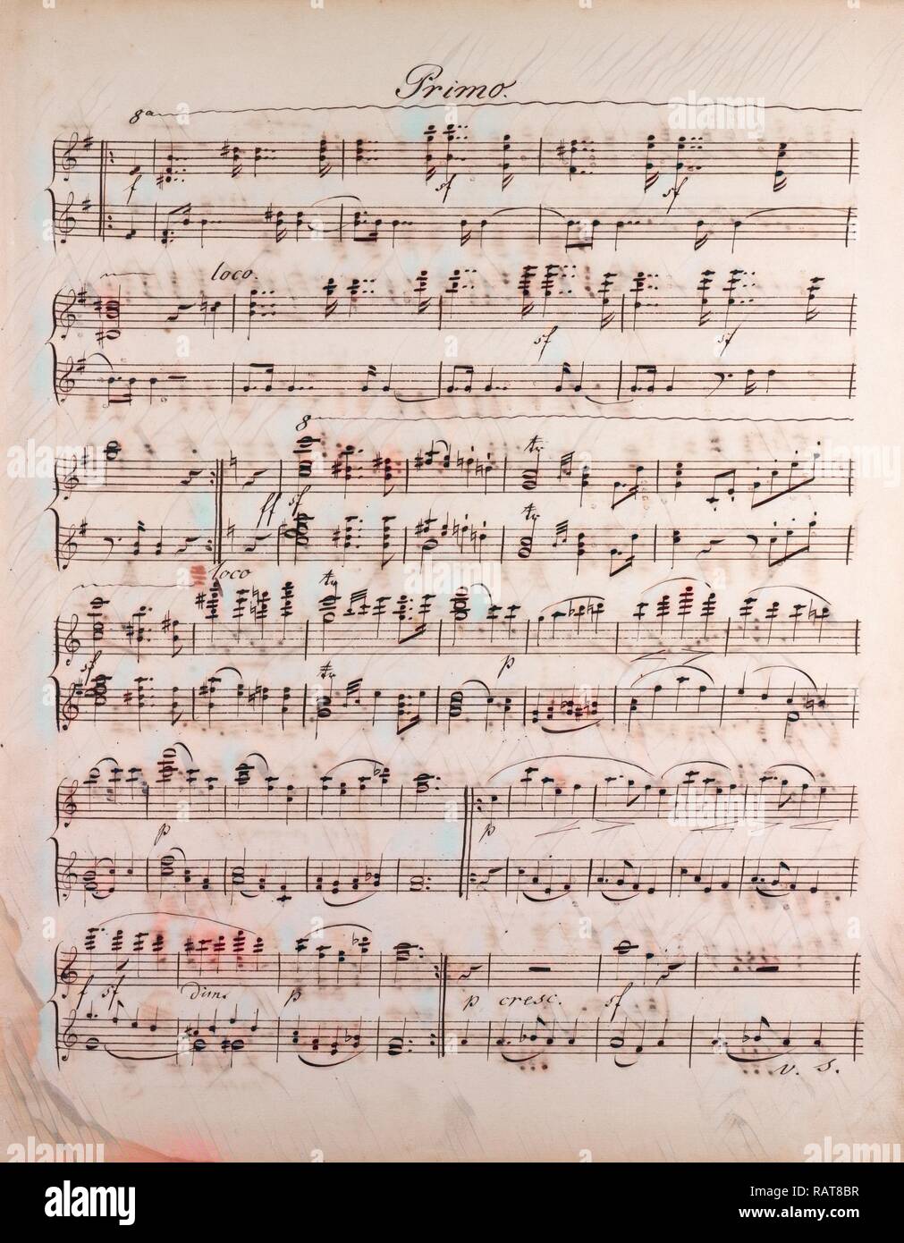 Handwritten sheet music, music notes, 19th century. Reimagined by Gibon ...