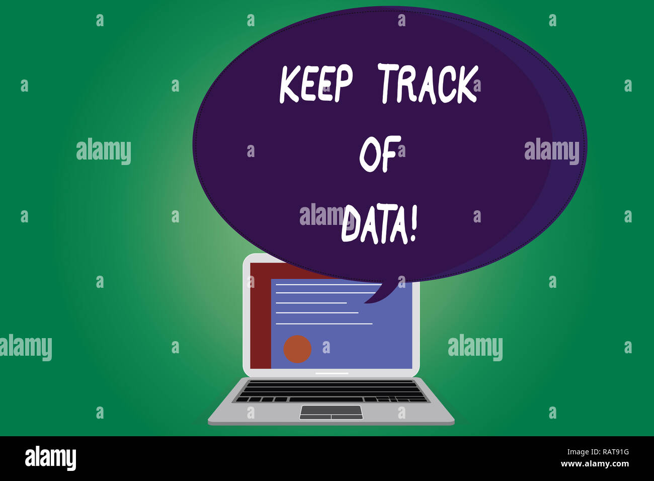 Text sign showing Keep Track Of Data. Conceptual photo Be aware of ...