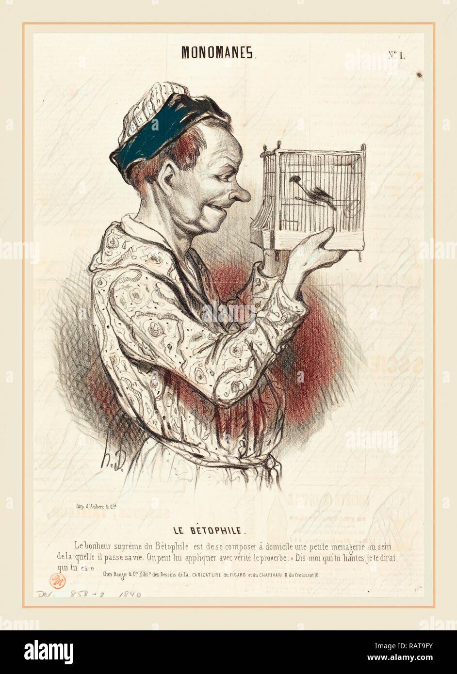 Honoré Daumier (French, 1808-1879), Le Bétophile, 1840, lithograph on ...