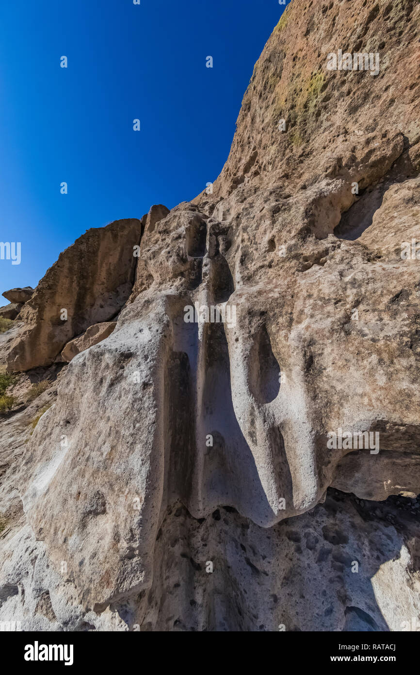 Trail cut into soft volcanic tuff rock by footwear through the years ...