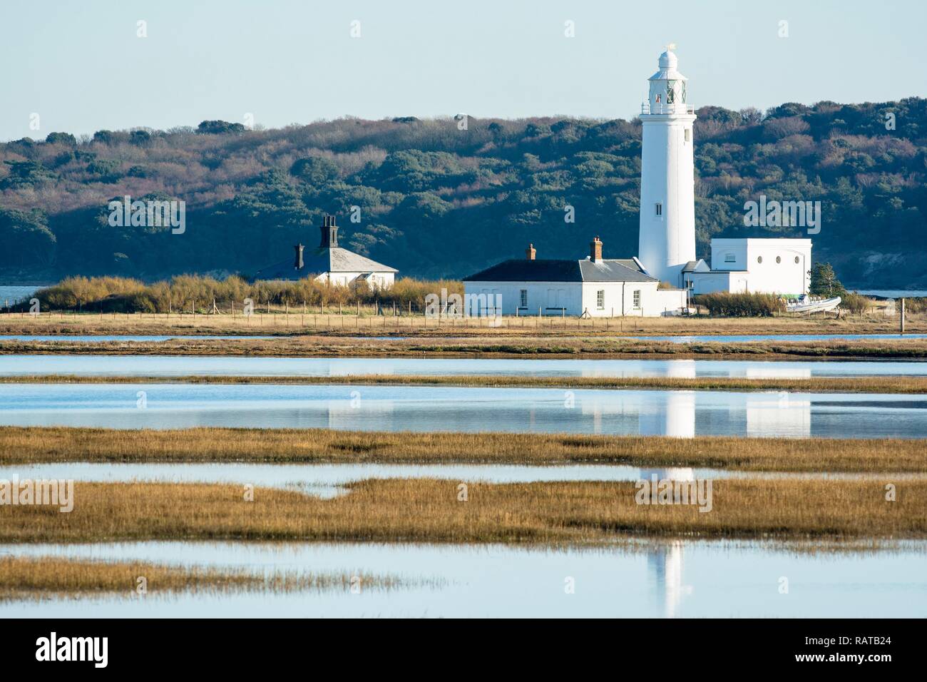 Lighthouse at Hurst Point, UK Stock Photo - Alamy