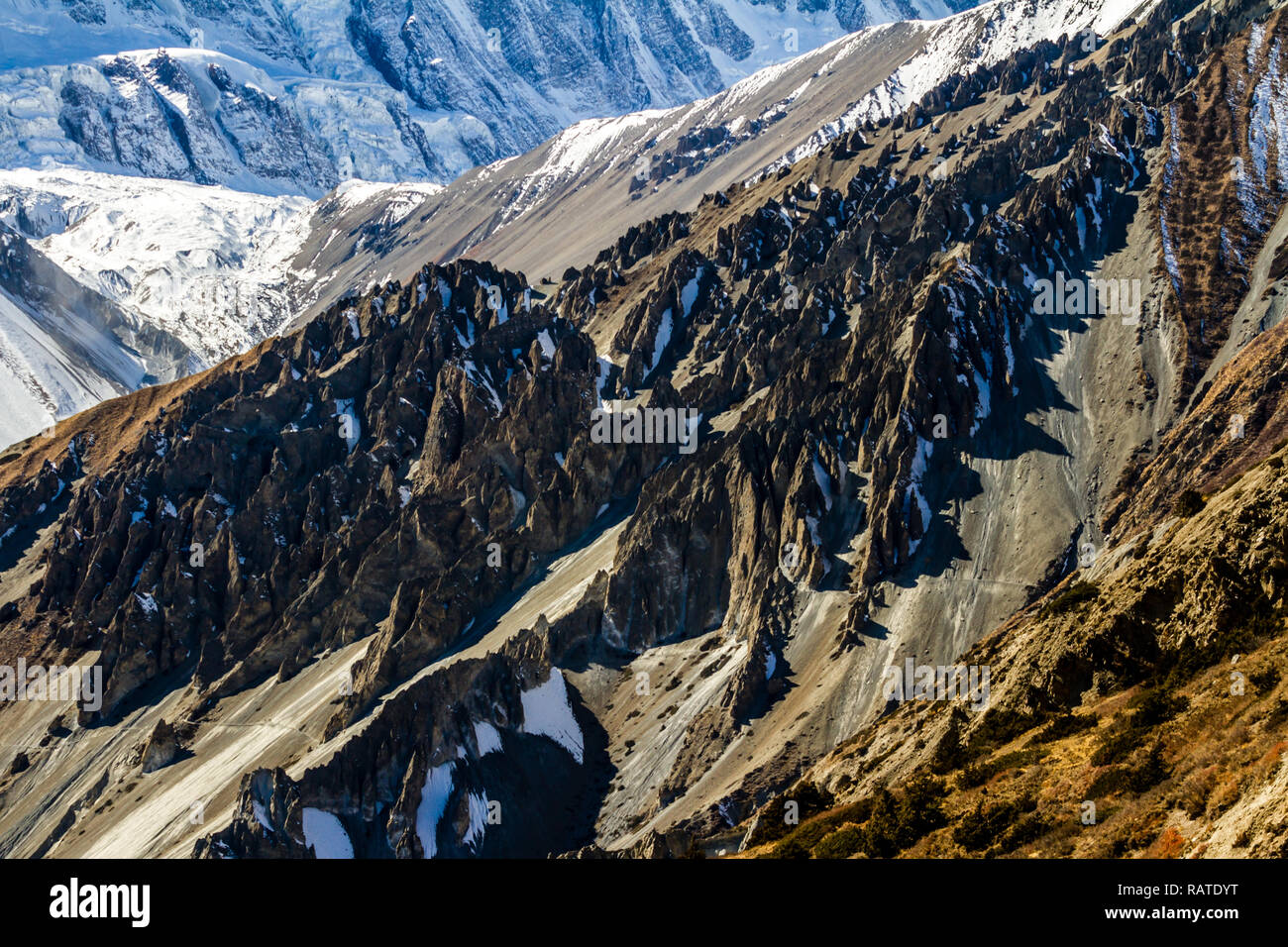 Himalayas mountains on the way to Tilicho lake (Tilicho Tal 4920 m ...