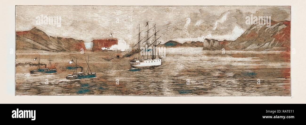 THE GOLDEN GATE, SAN FRANCISCO: H.M.S. 'COMUS' LEAVING THE HARBOUR ...