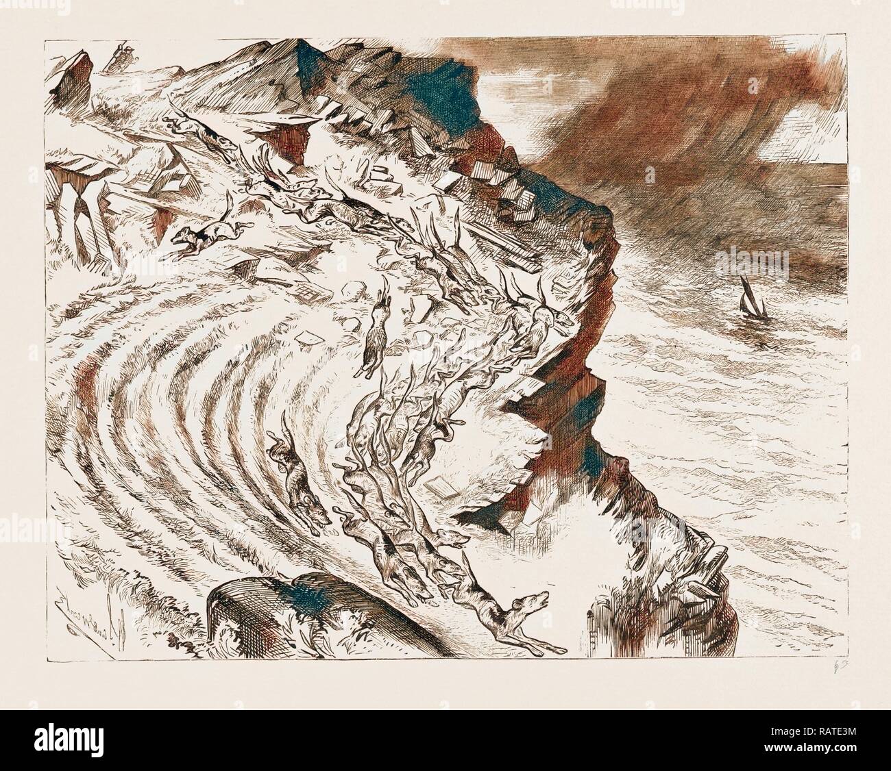 A CORNISH FOX HUNT: A RUN DOWN THE CLIFF: A SKETCH FROM TINTAGEL, UK ...