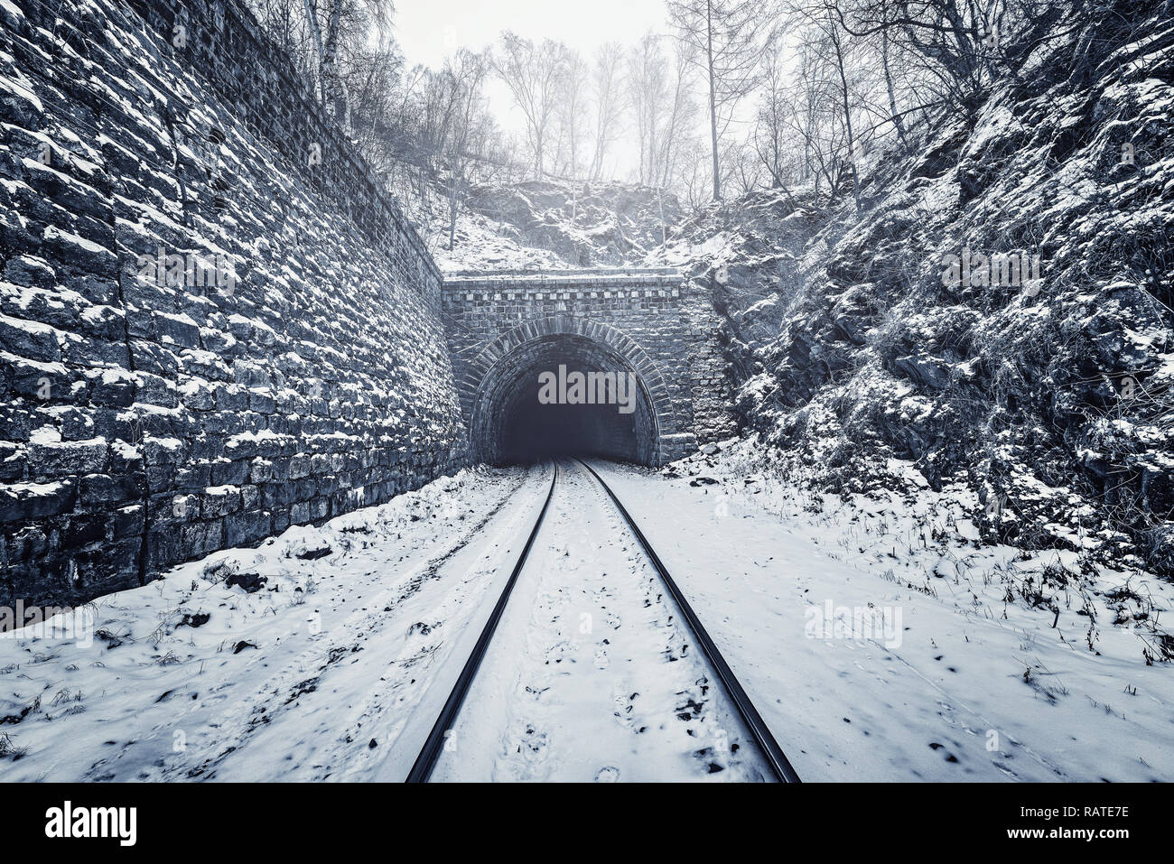View of the old tunnel. Circum-Baikal Railway. Russia Stock Photo - Alamy