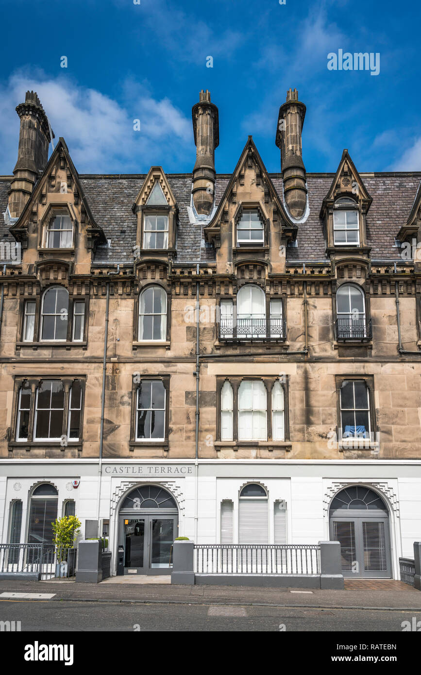 An old stone housing complex in downtown Edinburgh, Scotland, United ...