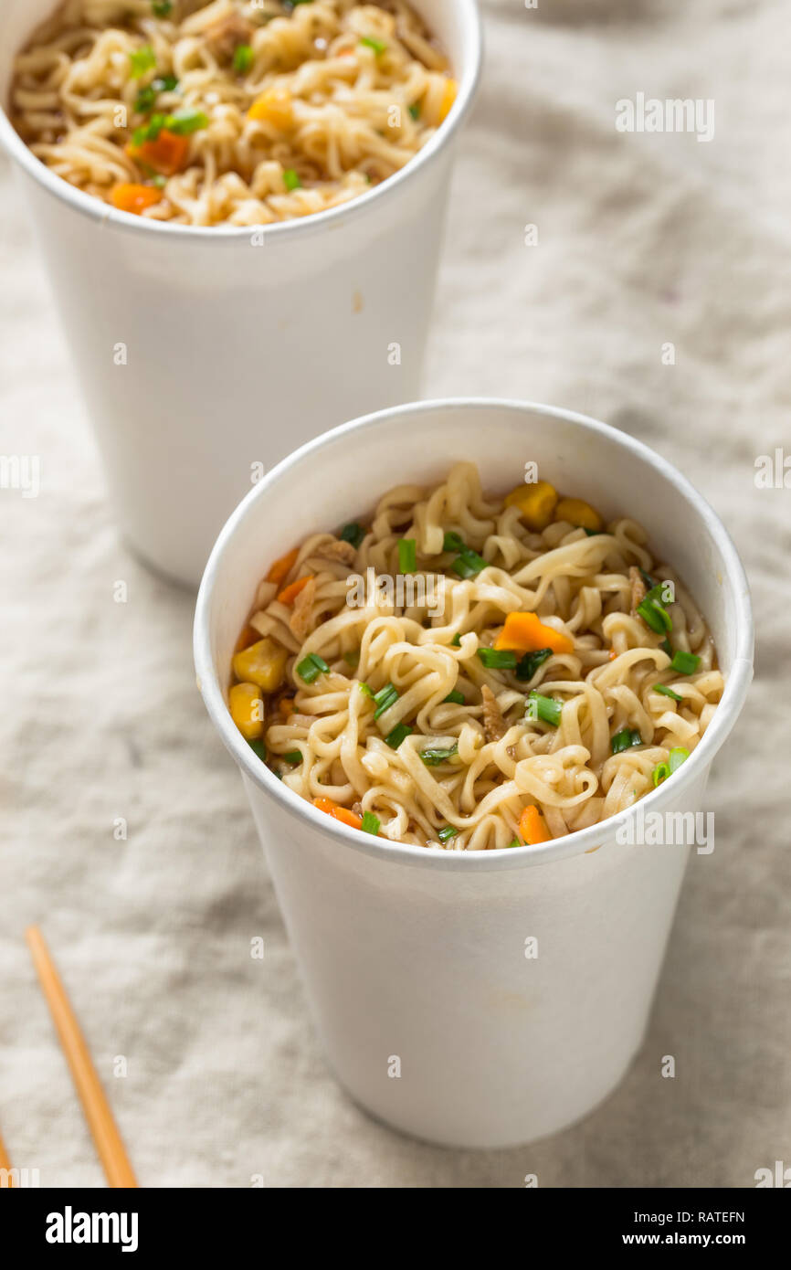 Instant Ramen Noodles in a Cup with Beef Flavoring Stock Photo - Alamy