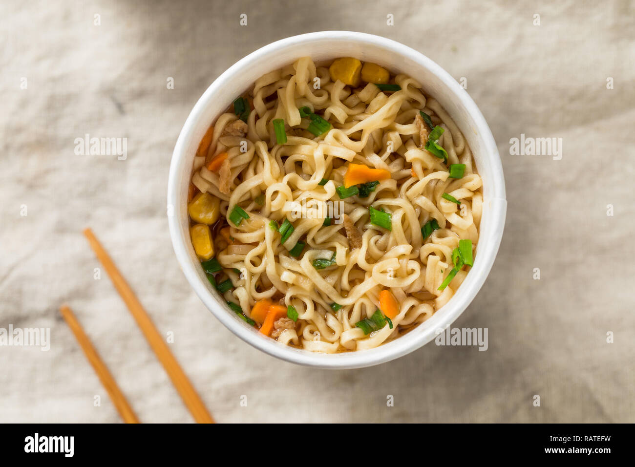 Instant Ramen Noodles in a Cup with Beef Flavoring Stock Photo - Alamy