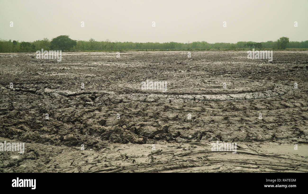 Mud volcano bledug kuwu. volcanic plateau with geothermal activity and ...