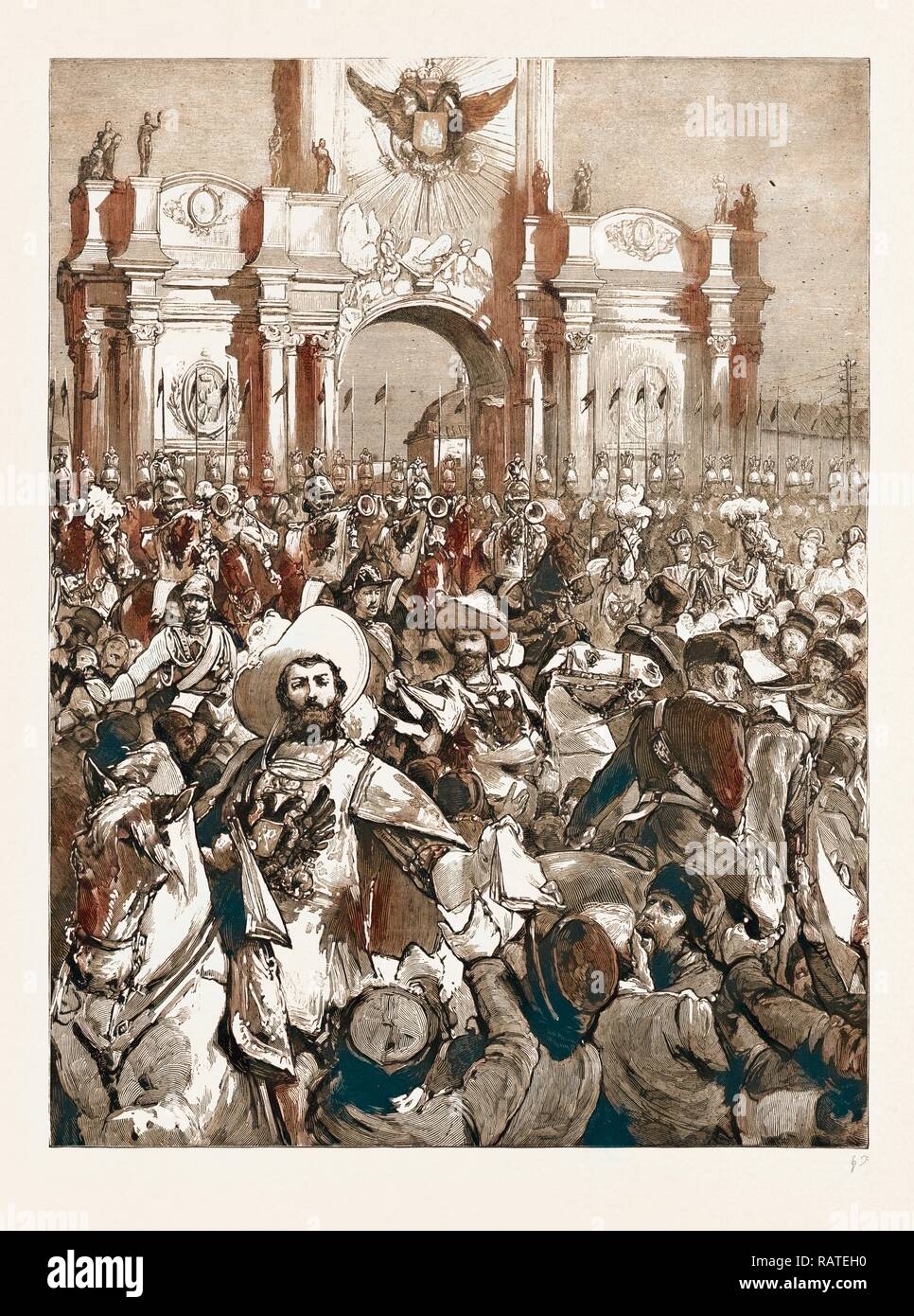 THE CORONATION OF THE CZAR OF RUSSIA, 1883: HERALDS SCATTERING THE ...