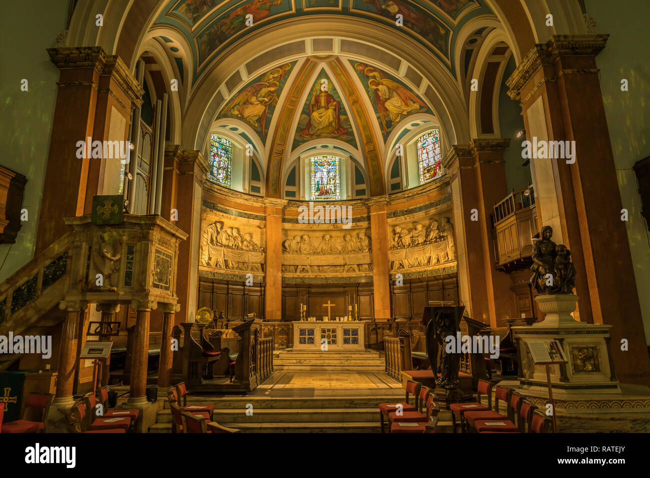 Interior architecture of the St. Cuthbert's Church in downtown ...