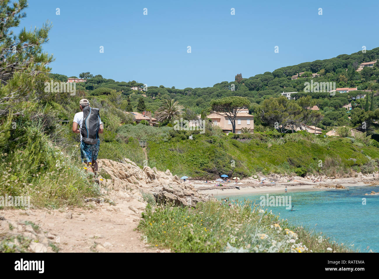 Coastel walk Sentier du Littoral at the beach of l´Escalet, Ramatuelle ...
