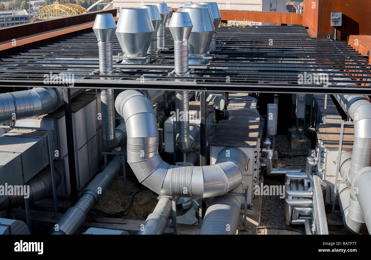 Exhaust and ventilation pipe of a construction machine hi-res stock ...