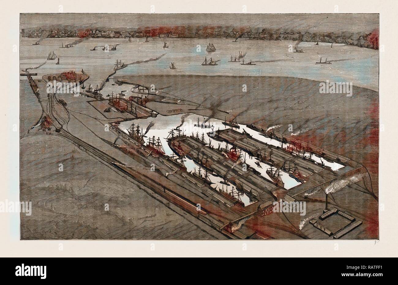 THE NEW EAST AND WEST INDIA DOCKS AT TILBURY, UK, 1886. Reimagined by ...