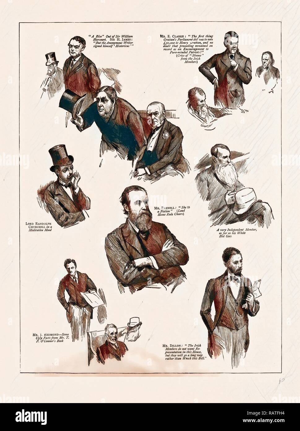 THE HOME RULE DEBATE: NOTES IN THE HOUSE OF COMMONS, LONDON, UK, 1886 ...