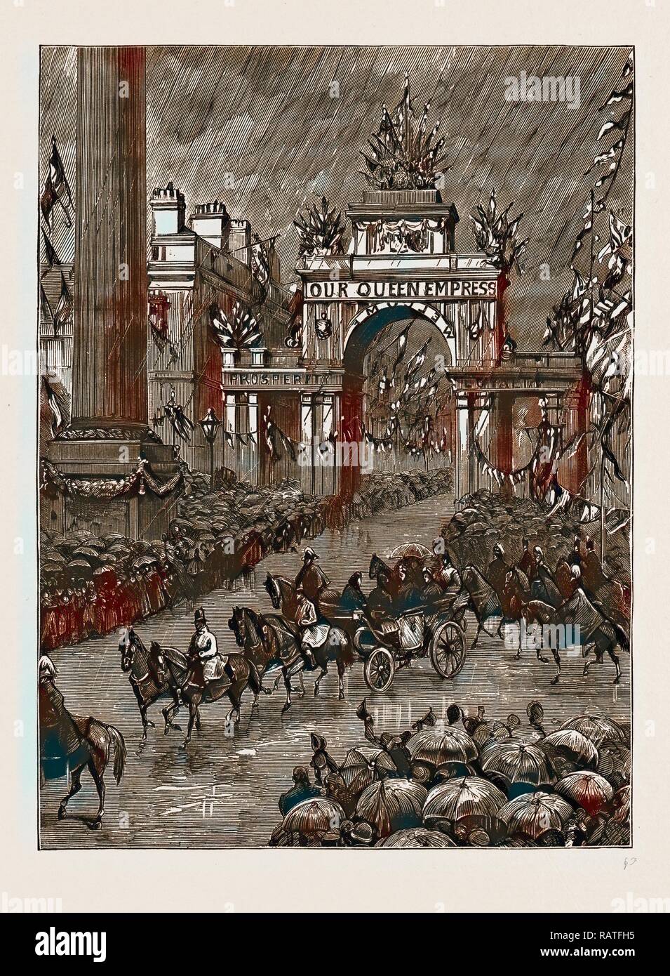 THE VISIT OF THE QUEEN TO LIVERPOOL, UK, 1886: LOOKING UP LONDON ROAD ...
