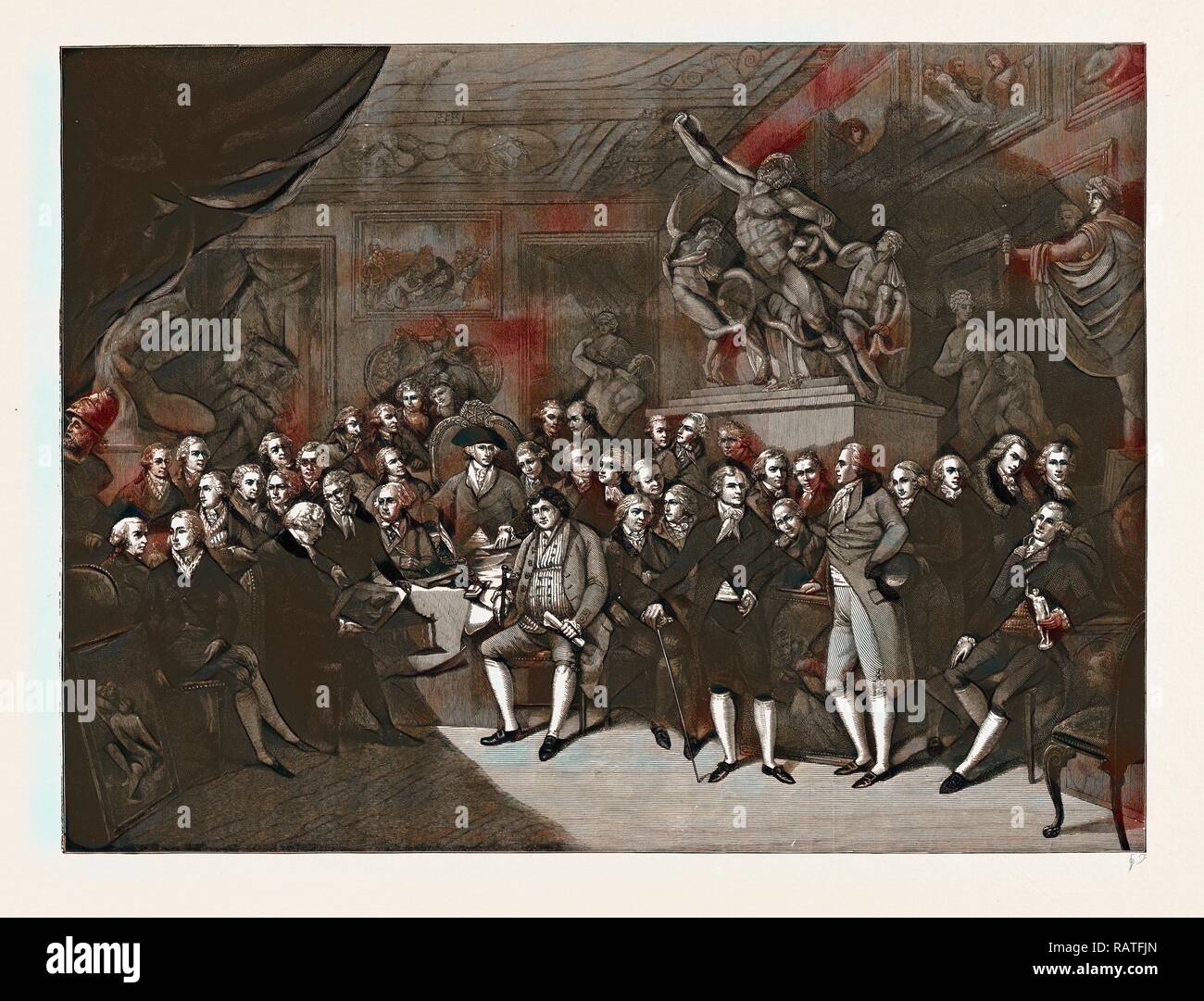 THE ROYAL ACADEMICIANS ASSEMBLED IN THE COUNCIL ROOM, SOMERSET HOUSE ...