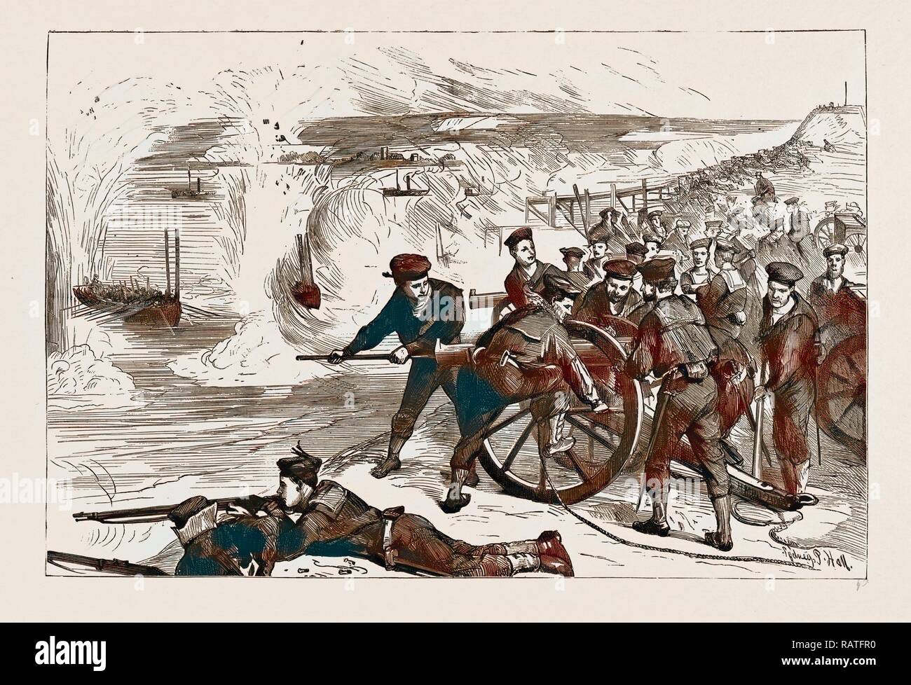 NAVAL SHAM FIGHT AT WHALE ISLAND, PORTSMOUTH, UK, 1886, WITNESSED BY ...