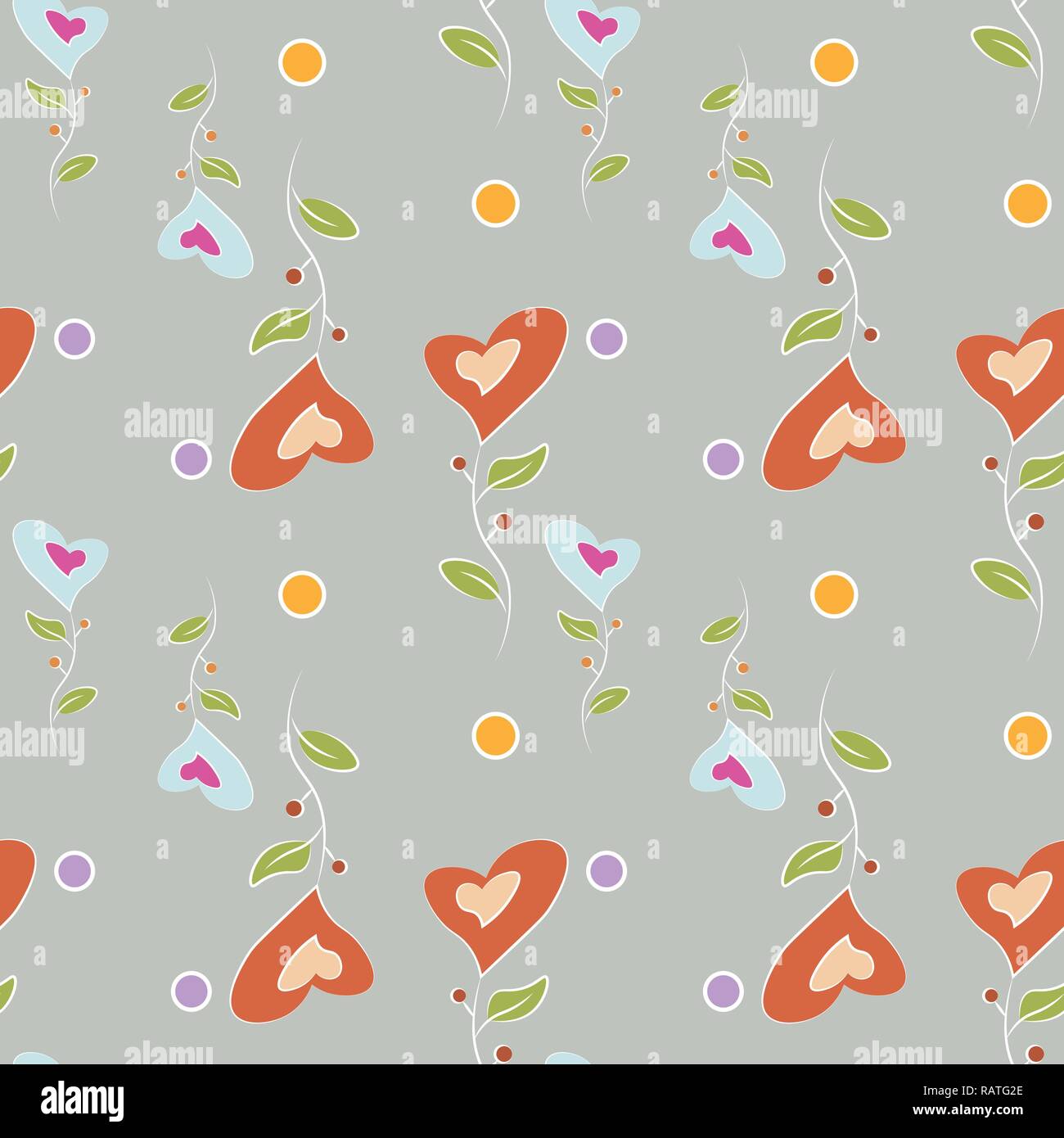 seamless pattern. colorful flowers in the shape of a heart. Romantic ...