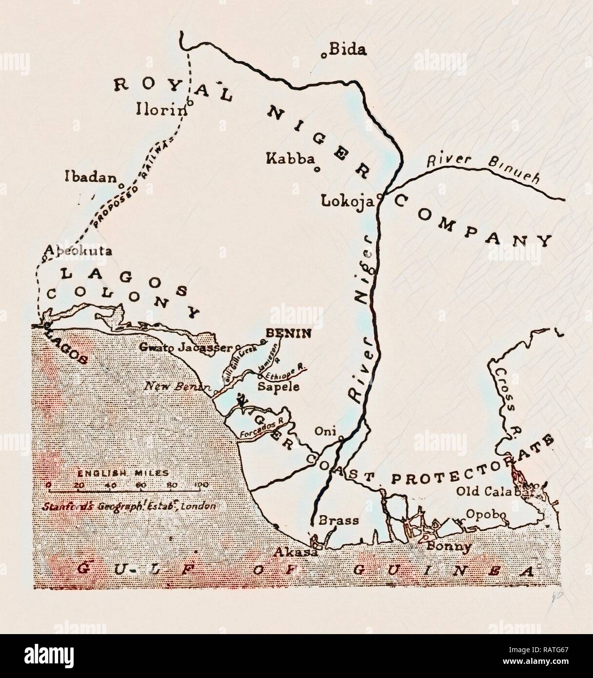 MAP SHOWING THE SITUATION OF BENIN. Reimagined by Gibon. Classic art ...