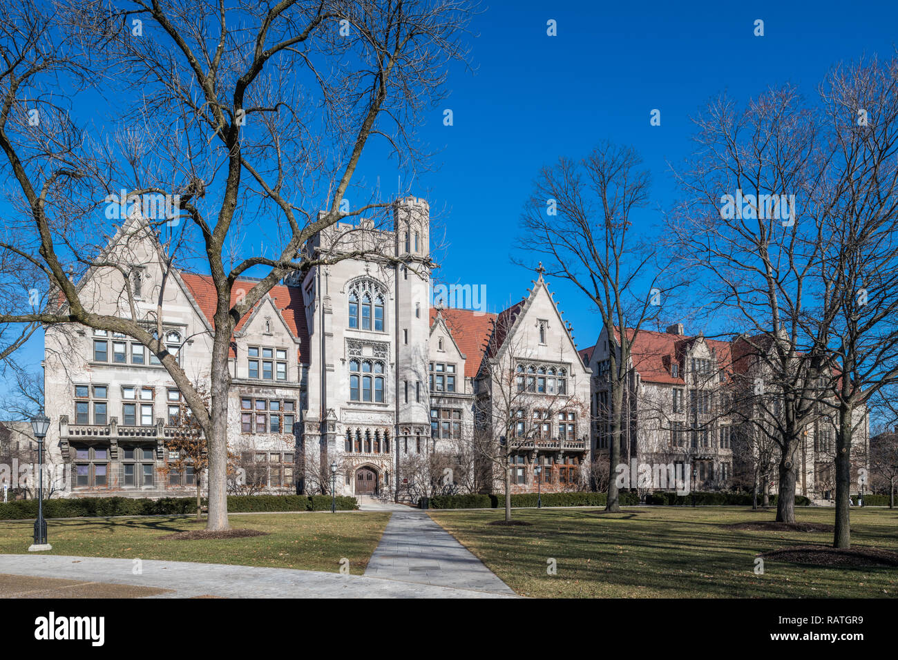 Buildings on the University of Chicago campus quadrangle Stock Photo ...