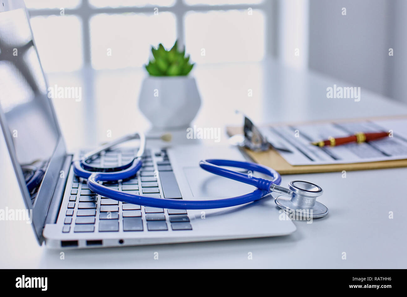 Workplace of the doctor in the office Stock Photo - Alamy