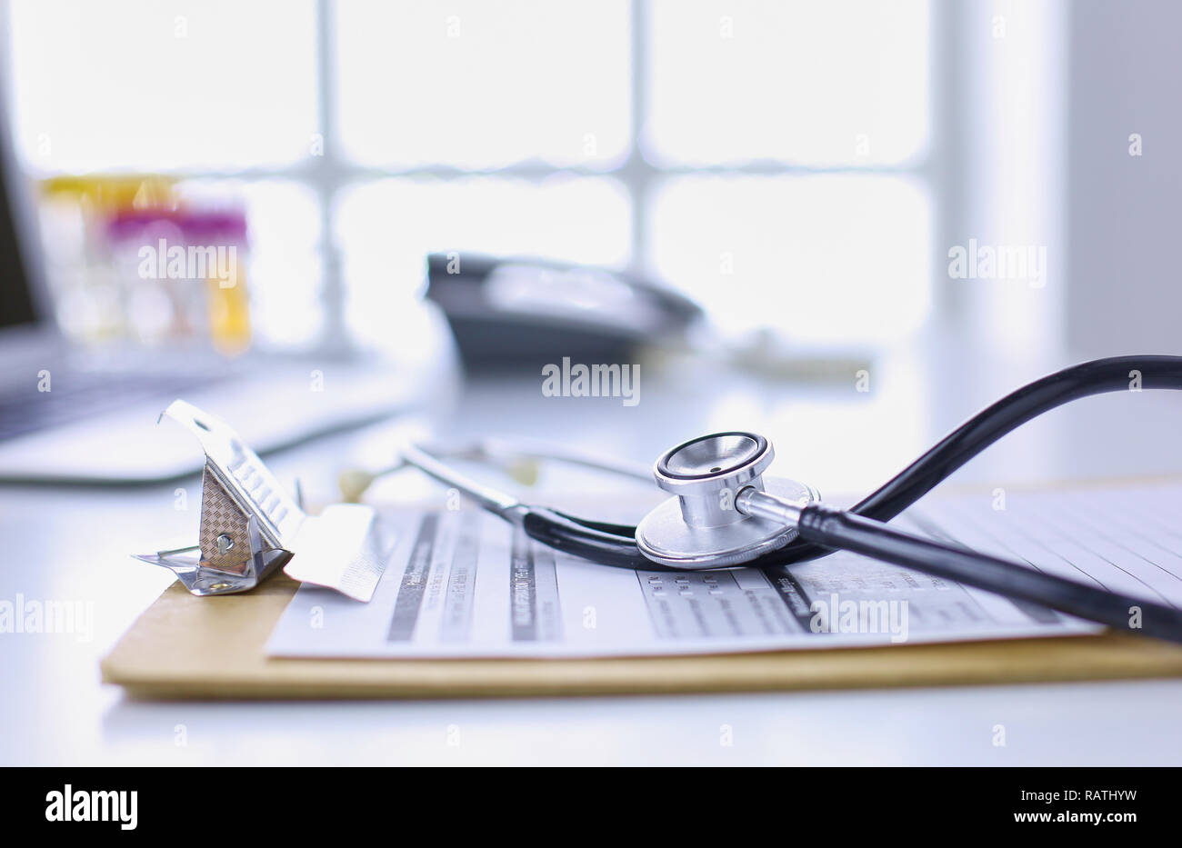 Workplace of the doctor in the office Stock Photo - Alamy