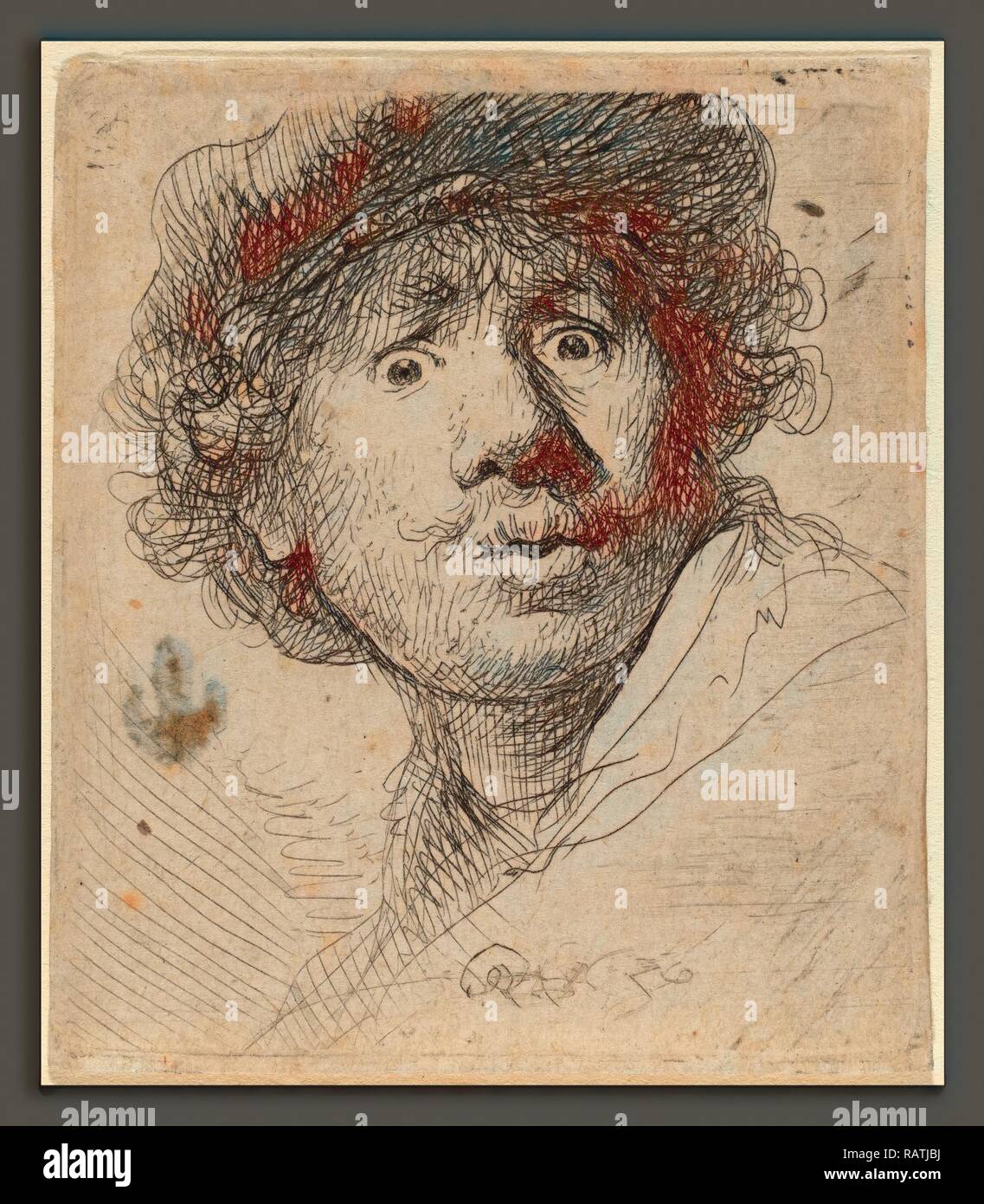 Rembrandt Van Rijn Dutch 1606 1669 Self Portrait In A Cap Open