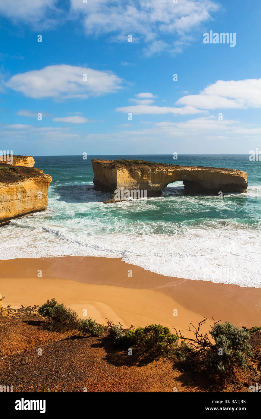 London Arch / London Bridge on a beautiful blue summer day with clouds ...