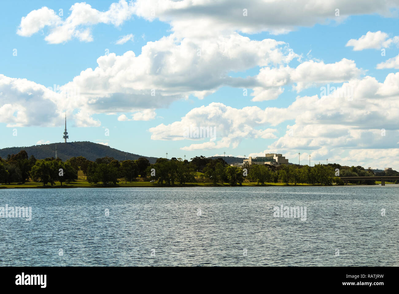 Molonglo River in Canberra (capital of Australia) with TV tower (Black ...