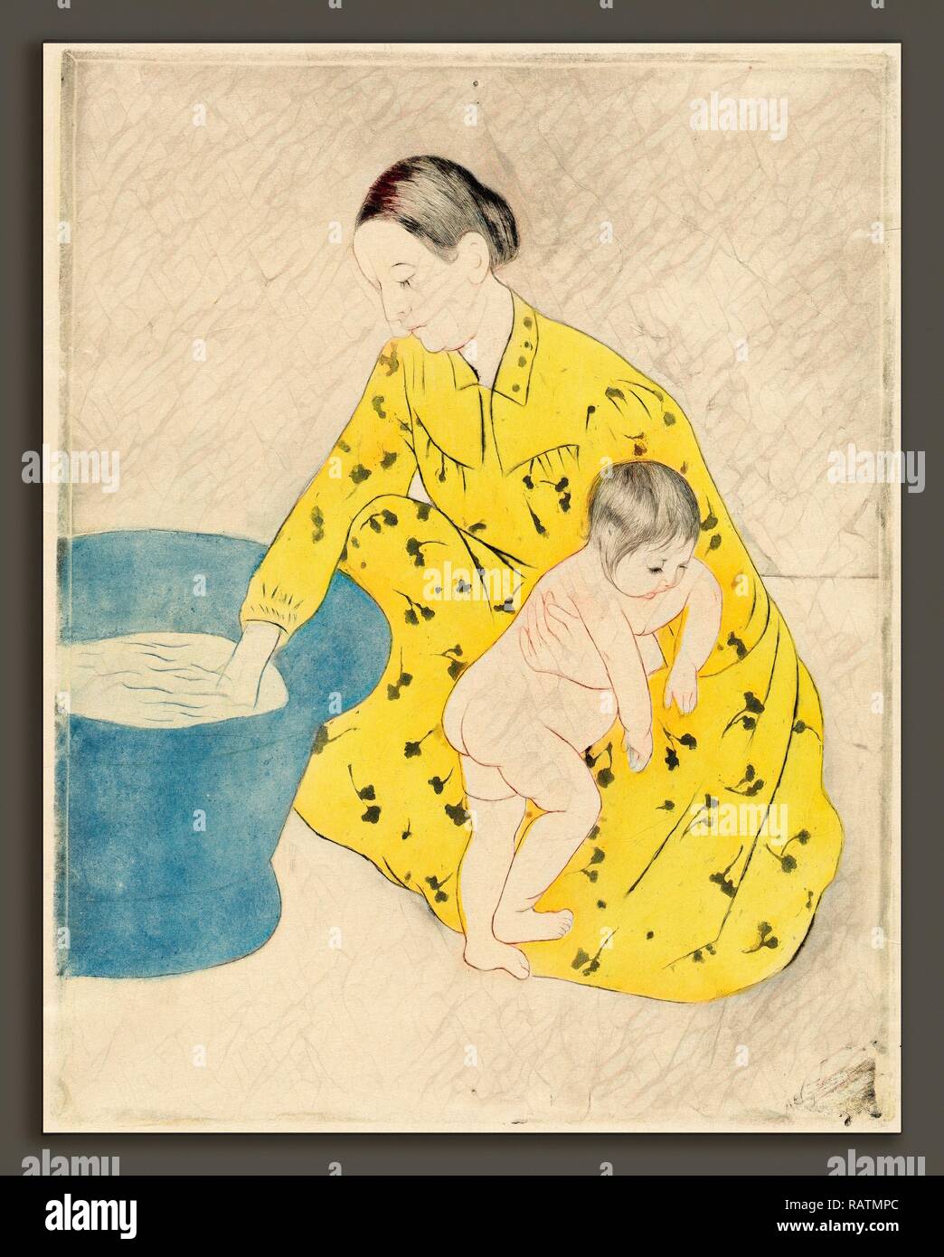 Mary Cassatt (American, 1844 - 1926), The Bath, 1890-1891, color drypoint, aquatint and soft ...