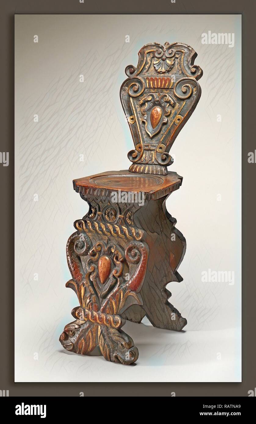 Italian 16th Century, Walnut Stool (Sgabello), Carved and Gilded, c ...