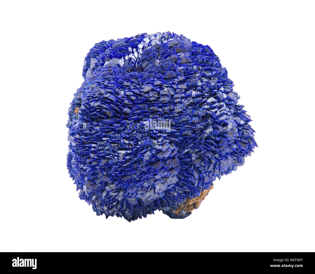 Bright blue full Azurite nodule from Russia isolated on white ...