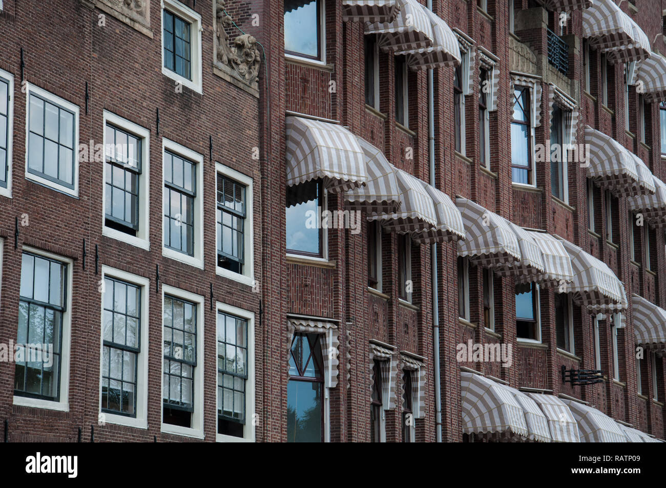 brick house in amsterdam with white window shutters Stock Photo - Alamy