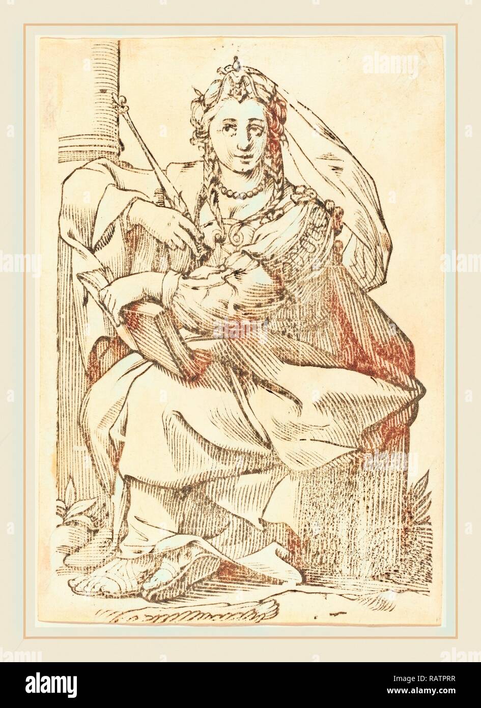 Jacques Stella, French (1596-1657), Sibylla Phrygia, 1625, woodcut ...