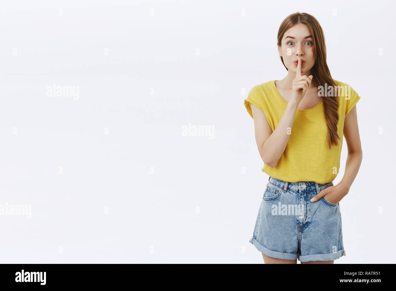 Shh please keep secret. Charming enthusiastic adult pretty woman with ...