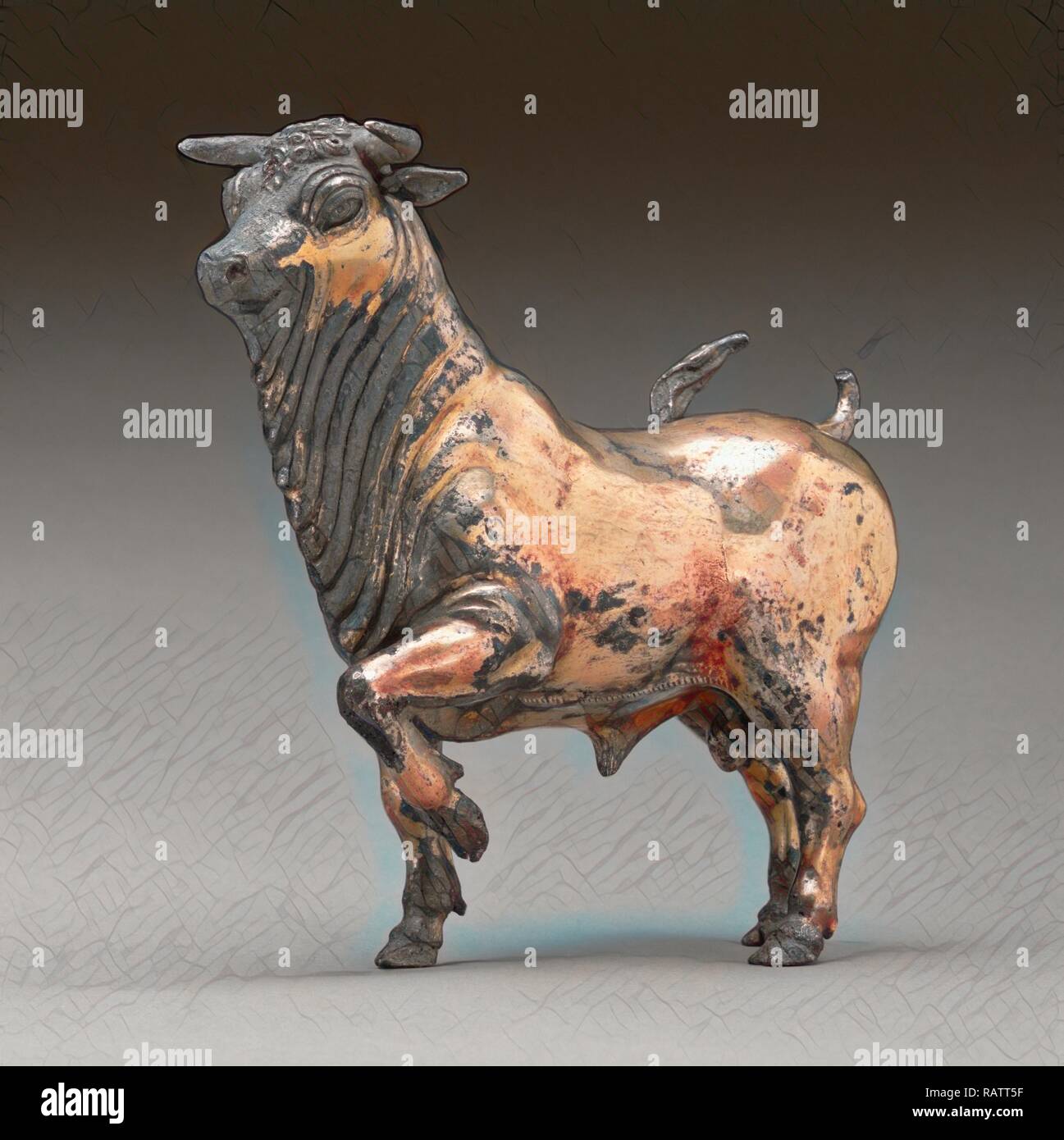 Statuette of a Bull, Unknown, 100 B.C. - A.D. 79, Silver with gilding ...