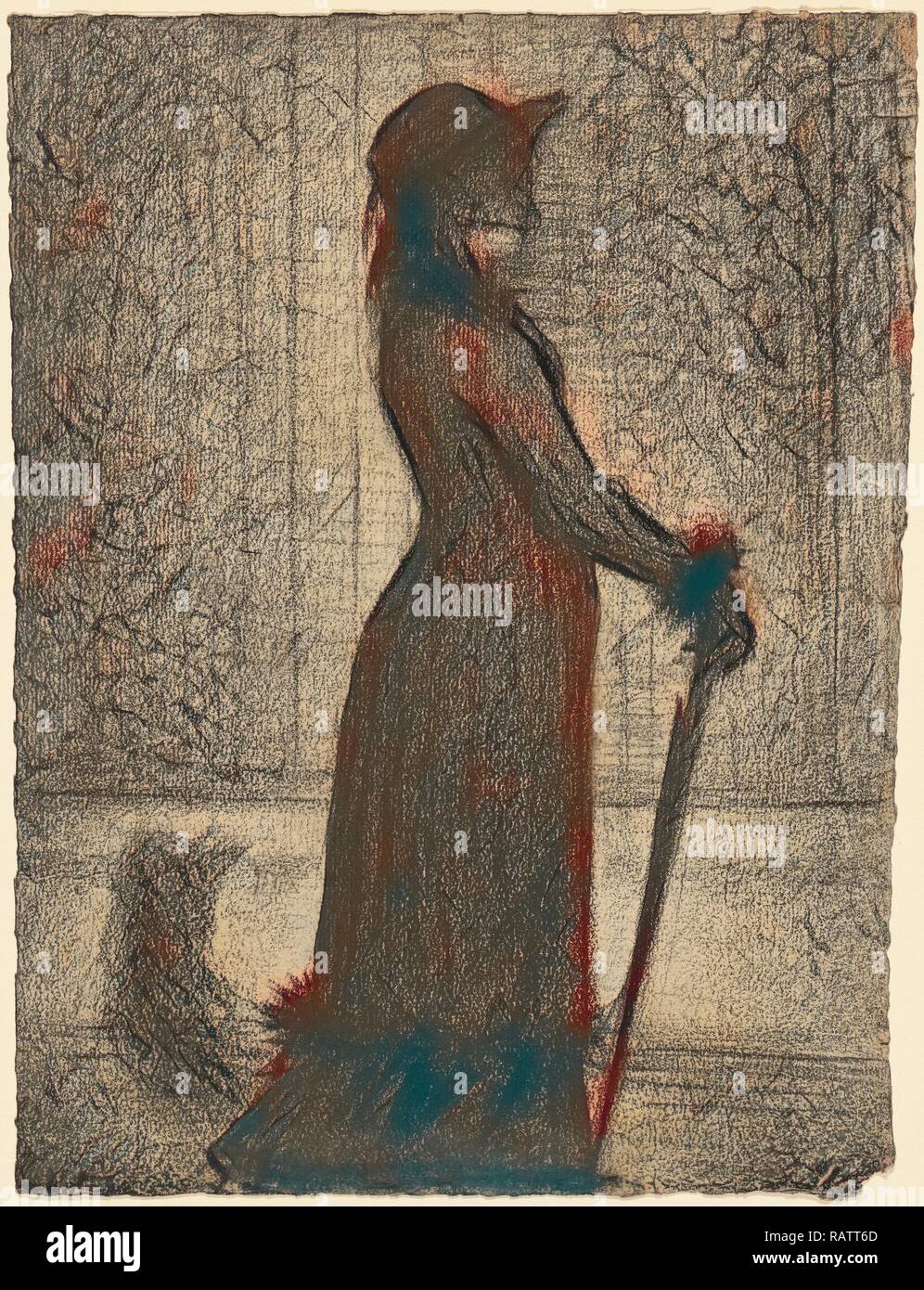 Une élégante (Woman Strolling), Georges Seurat, French, 1859 - 1891 ...