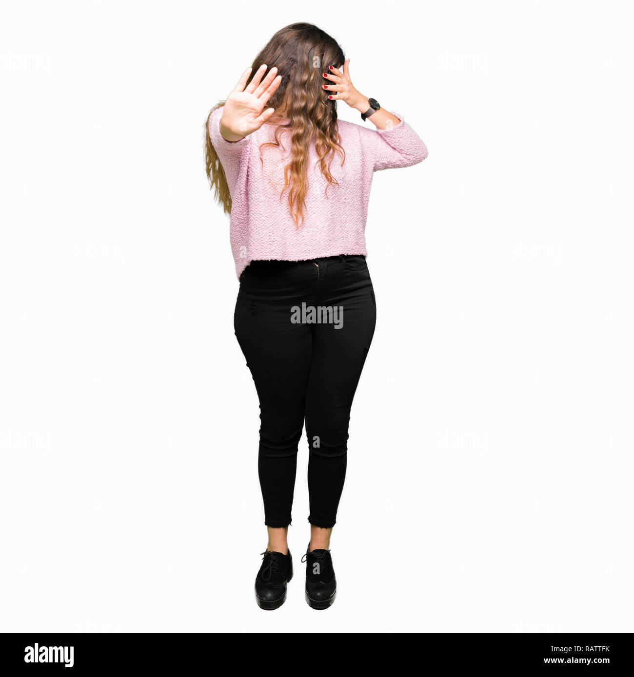 Attractive young embarrassed woman Cut Out Stock Images & Pictures - Alamy