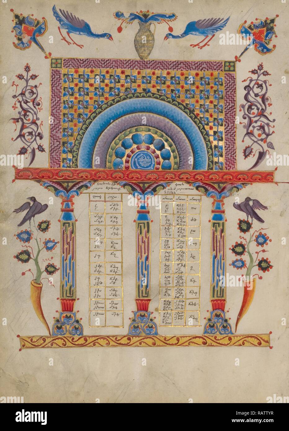 Canon Table Page, T'oros Roslin, Armenian, active 1256 - 1268, Hromklay ...