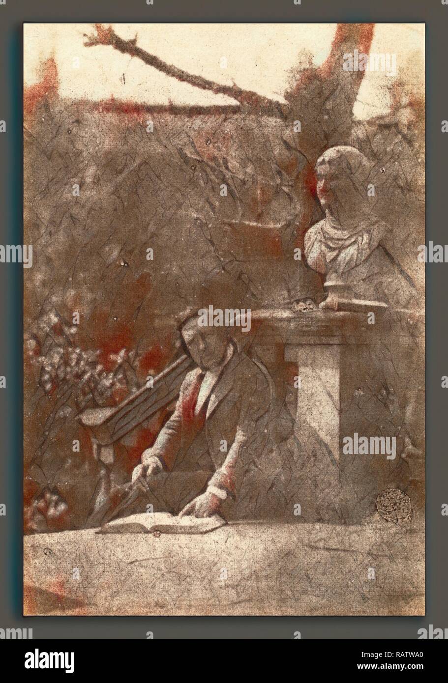 British 19th Century, Man with Classical Bust, 1840s, salted paper ...