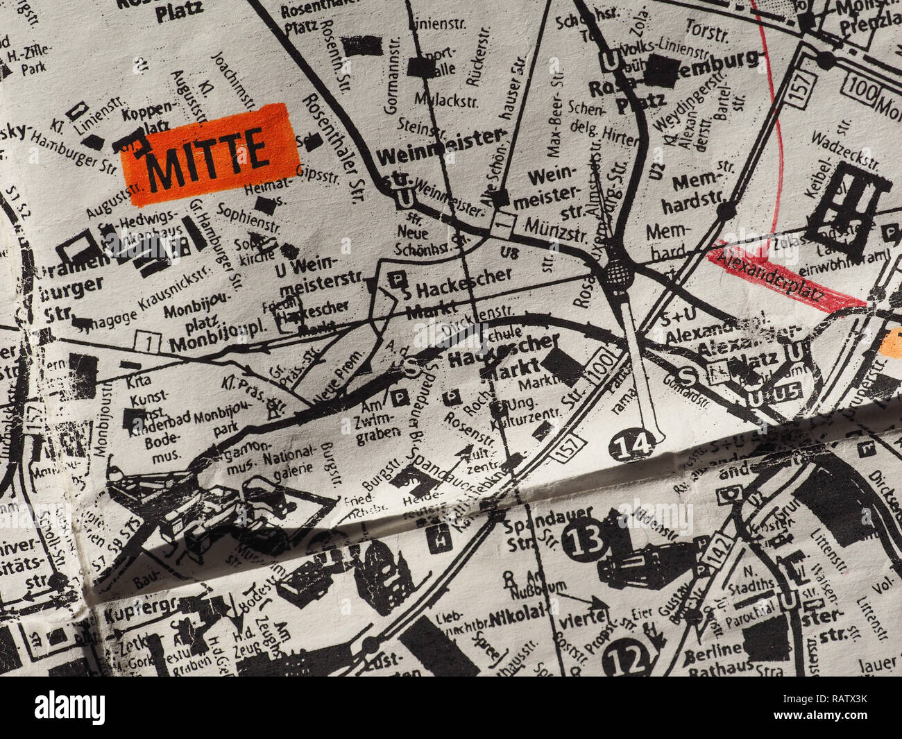 Berlin map city centre hi-res stock photography and images - Alamy