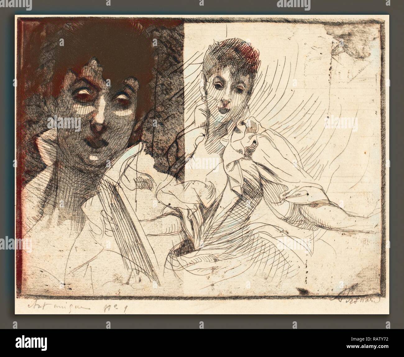 Albert Besnard, Madeleine Lemaire, French, 1849 - 1934, 1900, etching ...