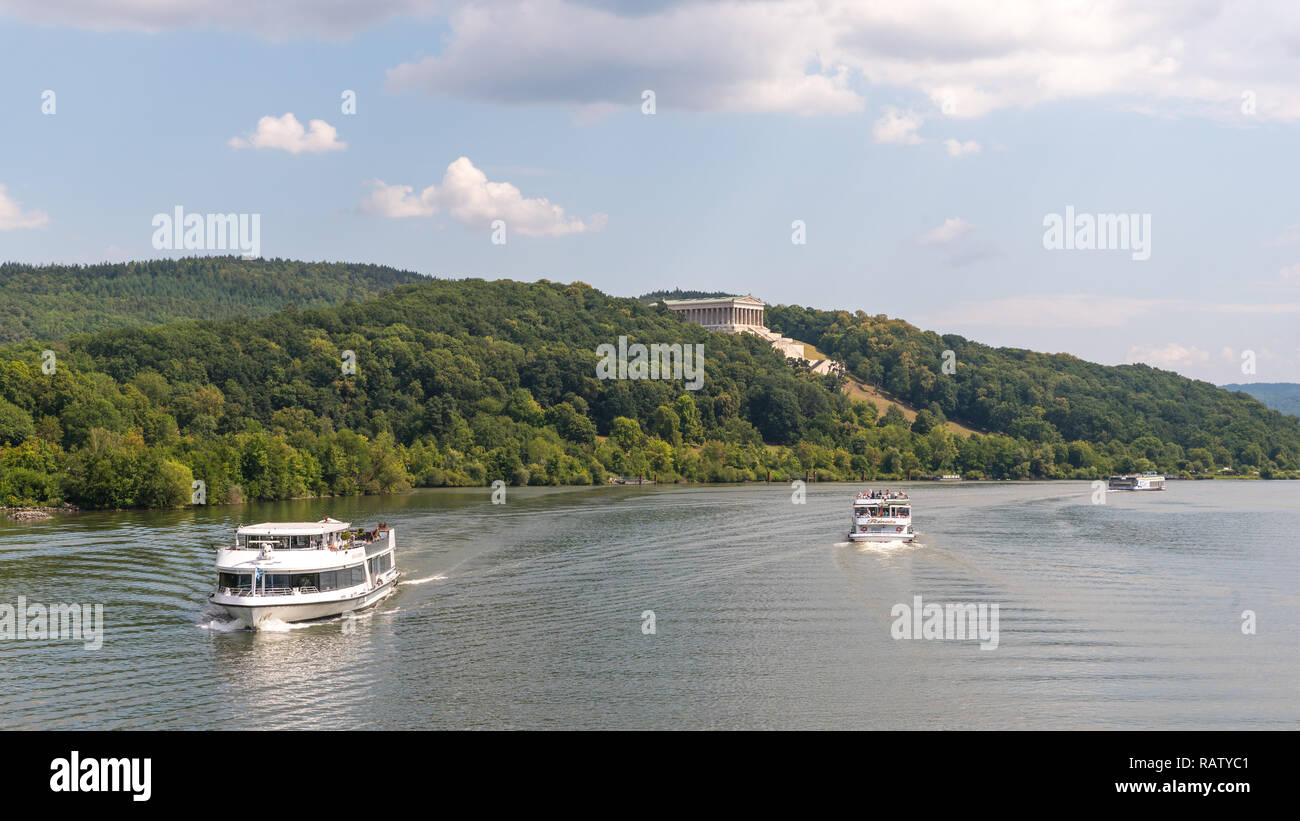Donaustauf, Bavaria, Germany - July 27, 2018 : Ships with tourists ...