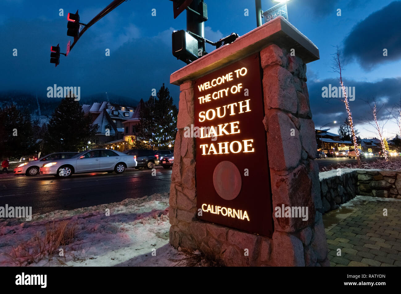 Welcome sign south lake tahoe hi-res stock photography and images - Alamy